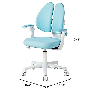 DIOSHOME Upgraded Kids' Desk Chairs, Height and Depth Adjustable Kids Computer Chair, Cute Children's Study Chair, Blue