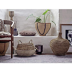 Creative Co-Op 15" & 16" Handwoven Natural Seagrass Jute Trim (Set of 2 Sizes) Baskets, Multicolor
