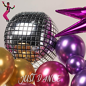 Metallic Balloon garland kit 150PCS Hot Pink Purple Green Blue Silver Gold Latex starburst 80s 90s Disco ball Party Balloons for Birthday Graduation last bachelorette Decoration new year eve supplies