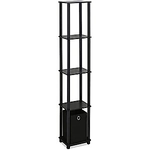 FURINNO Decorative Shelf With Bin, Black