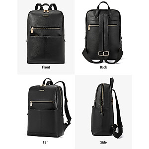 BOSTANTEN Leather Laptop Backpack for Women 15.6 inch Computer Bag College Shoulder Bag Casual Daypack Travel Bag