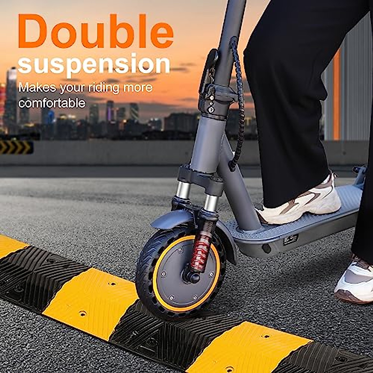 VOLPAM Electric Scooter with Dual Suspension, 21/19 Mph Top Speed, Up to 27/20 Miles Long-Range, 500W/350W Motor, Portable Folding Commuting Scooter with Double Braking System and App
