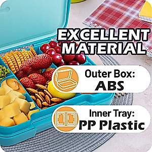 Cheryl Bento Box for Kids 27 oz, Bento Lunch Box Kids with 6-Compartment, Lunch Containers for Kids Daycare, Inner Removable Compartment Tray Dishwasher Safe, Microwave Safe - Blue Unicorn