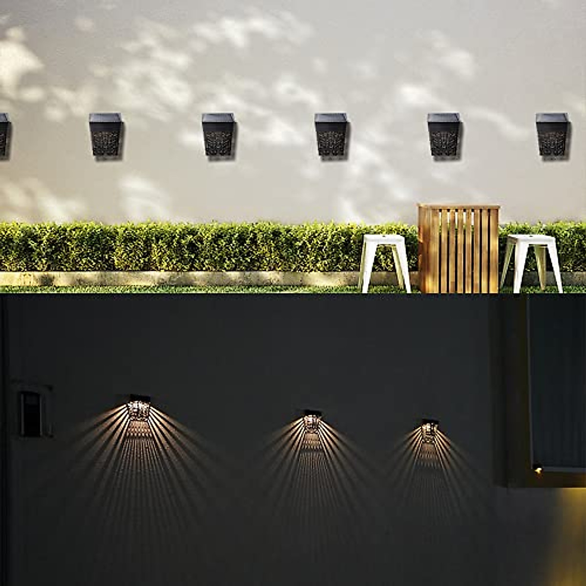 Adv-one Solar Deck Lights,Solar Fence Lights Outdoor Waterproof LED Garden Decorative Lights,Auto ON/Off Fence Post Solar Lights for Post,Yard,Front Door,Patio,Pool,Warm White (4PC)