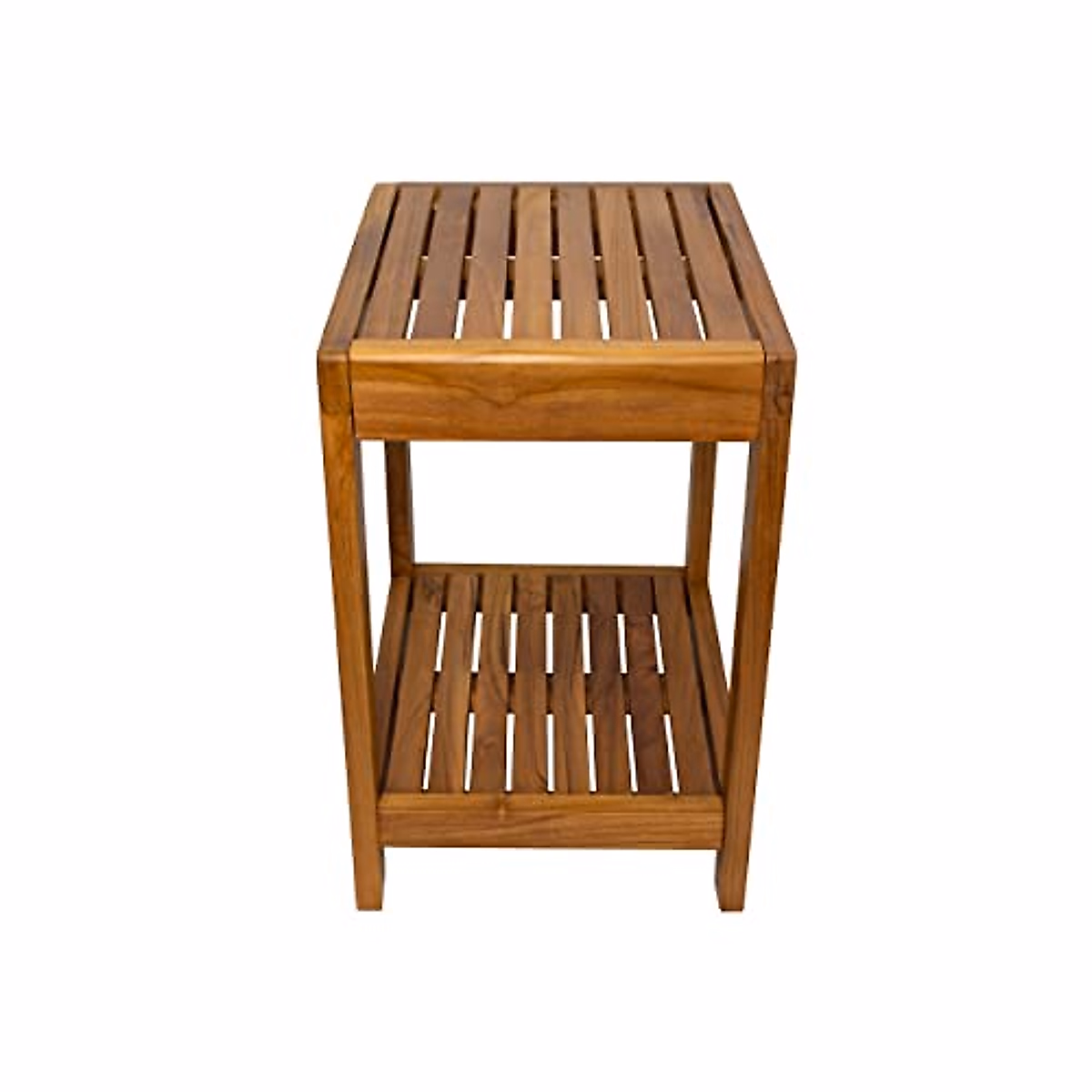 NORDIC STYLE TEAK Wood Shower and Spa Bench with Shelf 18 inch, Indoor and Outdoor Use (Oiled Finish)