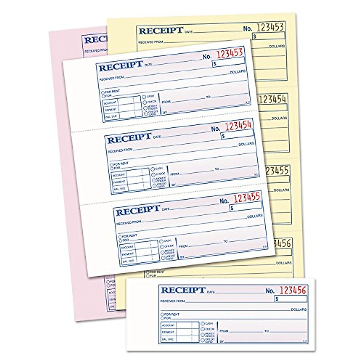 Adams TC1182 Receipt Book, 7 5/8 x 11, Three-Part Carbonless, 100 Forms