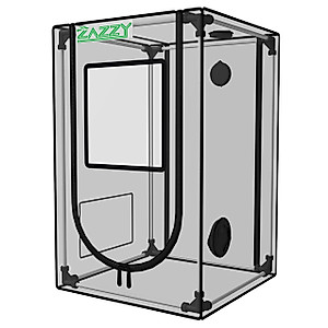 Zazzy Grow Tent, 24"x24"x36" Hydroponic Mylar Grow Tent Reflective Garden Growing Dark Room with Observation Window, Removable Floor Tray and Tool Bag for Indoor Plant Growing 2'x2'