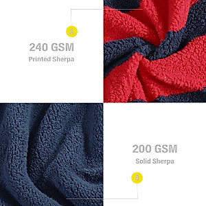 Nautica Throw Blanket Ultra Soft Plush Sherpa Home Décor, All Season Bedding, 50 x 60, Lawndale Blue/Red