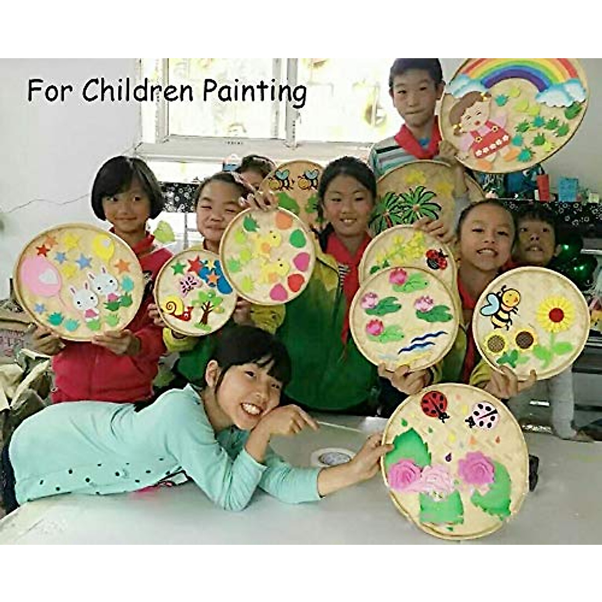 100% Handwoven Flat Wicker Round Fruit Basket Woven Food Storage Weaved Shallow Tray Bin Vegetable Organizer Holder Bowl Decorative Rack Display Kids DIY Art Drawing Board Tablet Paint (42cm/16.5")