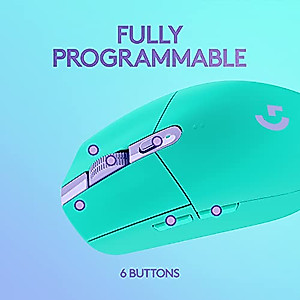 Logitech G305 LIGHTSPEED Wireless Gaming Mouse, Hero 12K Sensor, 12,000 DPI, Lightweight, 6 Programmable Buttons, 250h Battery Life, On-Board Memory, PC/Mac - Mint