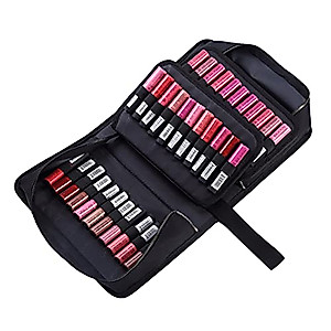 ROWNYEON Lipstick Organizer Case Lipstick Holder 67 Slots Portable Lipstick Bag Travel Makeup Bag Cosmetic Case Large Capacity Lipstick Carrying Case Makeup Artist Lip Gloss Storage Bag -Black