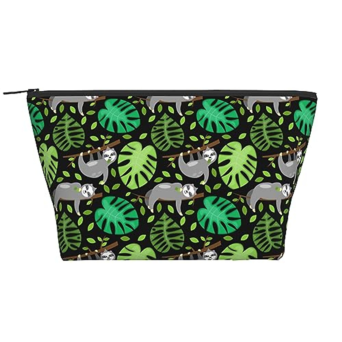 Lightweight Travel Portable Cosmetic Bag Compatible with Tropical Green Leaves Sloth, Casual Toiletry Makeup Carrying Pouch Multifunction Coin Cash Storage Cases for Women