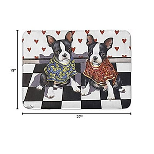 Caroline's Treasures PPP3249RUG Boston Terrier Puppy Love Machine Washable Memory Foam Mat, Bathroom Rug, Non-Slip Bath Mat, Durable Thick Washable Rugs for Kitchen, Bathroom Quick Dry, Decorative