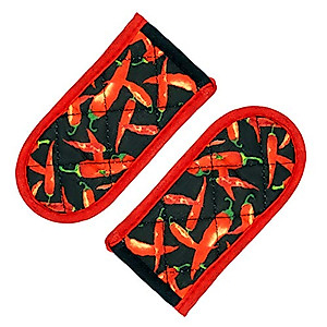 Evoio Cast Iron Skillet Handle Covers, Pan Pot Handle Covers Heat Resistant, Hot Handle Covers, Pan Pot Cast Iron Handle Holder Sleeves Mitt for Kitchen, BBQ and Baking Cookware (2-Pack Red Pepper)