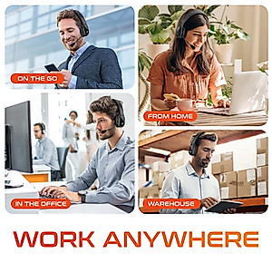 Delton Wireless Computer Headset, Trucker Bluetooth Headset with Noise Canceling Microphone, 35Hrs Talk time, Wireless Headset for Computer, Cell Phone, Drivers, Office, Call Center Work - Black