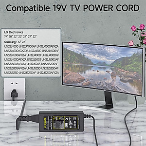 19V AC Adapter Charger for LG Electronics 19" 20" 22" 23" 24" 27" 32" LED LCD Monitor Widescreen HDTV 24M47H-P 24MP55HQ Samsung 32" A4819-FDY UN32J400 UN32J4000AF Power Supply Cord