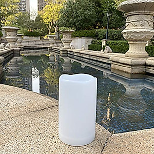 1 Pack Outdoor Flameless Pillar Candle with Remote and Timer Waterproof Battery Operated Electric LED Candle Set for Gift Home Décor Party Wedding Supplies Garden Christmas Decoration, 3” x 5”