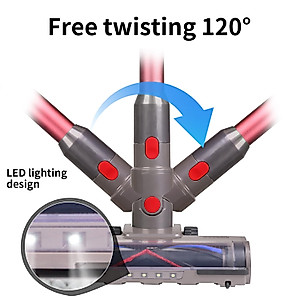 Ancocs Vacuum Cleaners Parts for Dyson V7 V8 V10 V11 V15, Roller Brush Power Head Replacement with LED Light, Motorhead Hardwood Floor Attachments for Vacuum (D019)