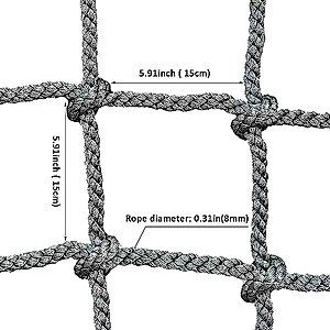 EkiDaz HXRW Rope Net Protective Safety Net Wear-Resistant Rope Climbing Net Anti Fall Net for Garden Treehouse Fence Decoration Playground Sets for Backyards (Size : 2 * 5m(6.6 * 15.15ft))