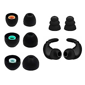 Replacement for Sony WF-C500/WF-1000XM4/WF-1000XM3 Silicone Eartips Ear Tips,JNSA Replacement Earbuds Tips Compatible with Sony WF WI XBA Etc. S/M/L + Triple Flange + Hook Ear Tips 5 Pairs Black