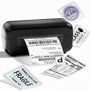 Thermal Label Printer, Shipping Label Printer 4x6, Commercial Direct Desktop Label Printer, Thermal Label Maker Compatible with Amazon, Ebay, Shopify, Etsy, UPS, USPS, FedEx (Black)