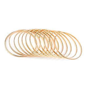 Nicole Miller New York Multi-bangle Set of 12 Plain Matte Glossy Bangle Bracelets (Gold)