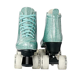 PERZCARE Roller Skate Shoes for Women/Girls,Retro 4 Wheels Quad PU Leather High-top Skates,Men/Boys Indoor Outdoor Shiny Roller Skates for Youth/Adult Unisex