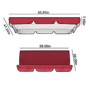 Outdoor Swing Canopy Cover, 2-Seater Canopy Swing Sets for Backyard, Replacement Swing Waterproof Top Cover Set for Patio/Lawn/Garden, Swing Canopy Cushion Sunscreen Uv Protection (No Steel Frame)