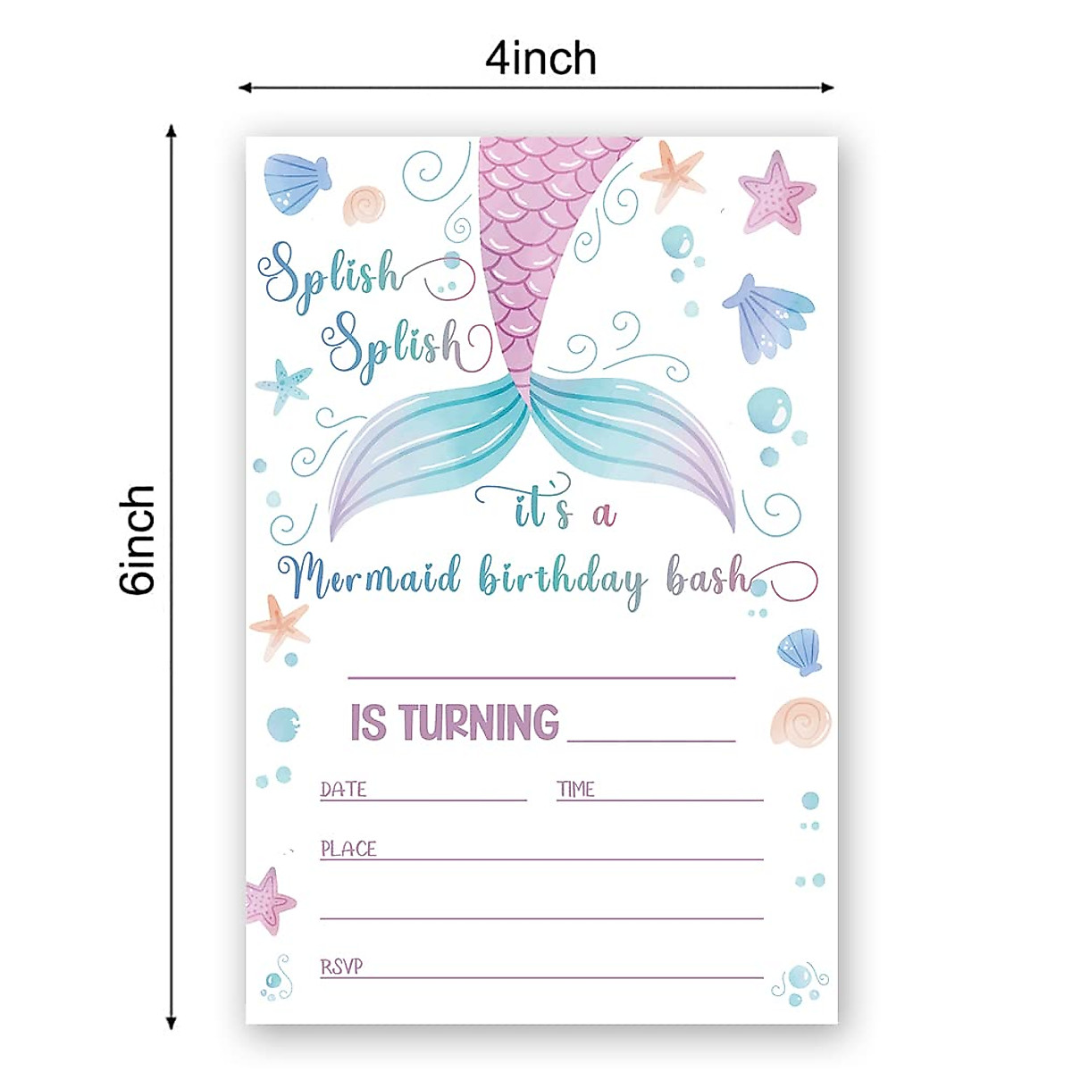 LoaHak Mermaid Birthday Party Invitation, Under The Sea Birthday, mermaid birthday decorations, under the sea party decorations.(017)