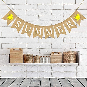 Rainlemon Jute Burlap Summer Banner Summer Party Mantel Fireplace Decoration (Sun)