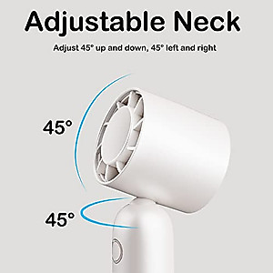 DOUBFIVSY Handheld Fan with Base, 5000mAh Portable Mini Fan USB Rechargeable Personal Fan 3 Adjustable Speed Desk Fan Hand Held Fan for Girls Women Men Indoor Outdoor Activities (White)