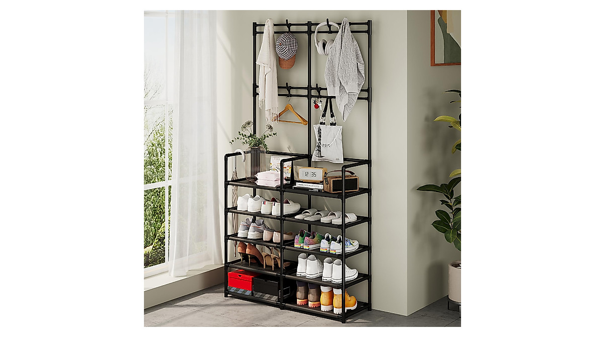 UDEAR 5-Tier Coat Rack with Shoe Organizer - Stylish Storage