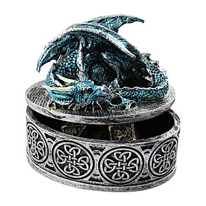 DDFE Unique New Dragon Pattern DND Dice Gift Storage Box,Great DND Gifts Giftware Box,Dungeons and Dragons RPG MTG Table Games D&D Pathfinder Shadowrun,DND Accessories Essentials Kit(Blue)