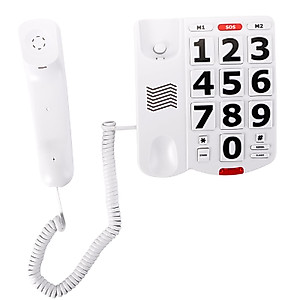 Yopay Amplified Single Line Corded Desk Telephone, Large Buttons Phones for Seniors, Extra Loud Ringer Desk Phone Easy to Read, White, Elderly Friendly
