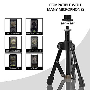 Geekria for Creators Tabletop Tripod Mic Stand Compatible with LEWITT LCT 240PRO, LCT-440-Pure, LCT 540 SUBZERO, LCT-441-FLEX, LCT-640-TS Microphones, Desktop Mic Stand with Foldable Non-Slip Feet