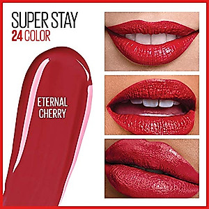 Maybelline Super Stay 24, 2-Step Liquid Lipstick Makeup, Long Lasting Highly Pigmented Color with Moisturizing Balm, Eternal Cherry, Cherry Red, 1 Count