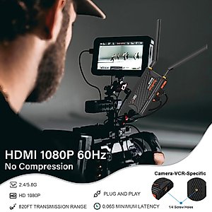 Wireless HDMI Transmitter and Receiver,1080P Full HD Wireless HDMI Extender Kit 820FT with HDMI Loop-Out and Support IR Remote Streaming from PC,Camera,Laptop,Netflix,Ps4/5 to HDTV/Projector/DSLR