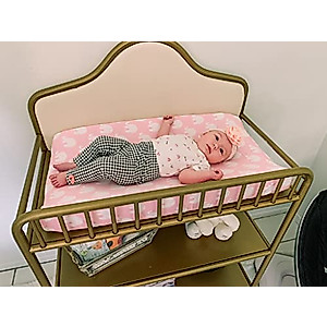 Premium Baby 4 Pack Girl Pure Jersey Machine Washable Pink and White Changing Table Cover – Diaper Changing Pad Cover Sheets