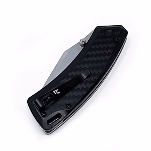 REVO Canyon Pocket Knife, 3" Engineered Steel Blade Button Lock Knife, Stainless steel handles with FRN scales, Versatile EDC for Hunting, Camping, Fishing (Black)