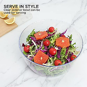 Cook with Color Salad Spinner - Lettuce and Produce Dryer with Bowl, Colander and Built in draining System for Fresh, Crisp, Clean Salad and Produce (Light Blue)