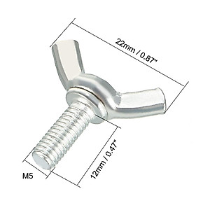 uxcell Butterfly Wing Thumb Hand Screws Bolts M5x12mm 0.8mm Pitch Carbon Steel 10pcs