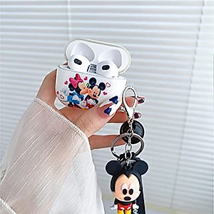 OINbxw for Airpods 3nd Generation Case Cover, AirPods 3 Case Personalized Custom with Lanyard Keychain Cartoon Cute Anime Design Series AirpodS 3 Case for Women Girls [Front LED Visible] (Mickey)