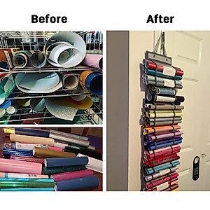 Vinyl Storage Organizer Vinyl Roll Holder with 12 Compartment Craft Vinyl Storage Rack Wall Mount Over The Door Hanging Organizer Storage Hanging Closet, Wall Space Saving Organization for Craft Room
