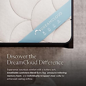 DreamCloud Premier 14" Queen Mattress - Luxury Hybrid Memory Foam - 365 Night Trial - 7 Premium Pressure-Relieving Layers - Forever Warranty - CertiPUR-US Certified