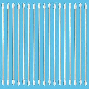 Norme 6 Inch Cotton Swabs in Storage Box 500 Pcs Long Cotton Swab Pointed and Round Tip with Wooden Handle Cleaning Swabs Buds for Makeup Gun Cleaning Pet Care