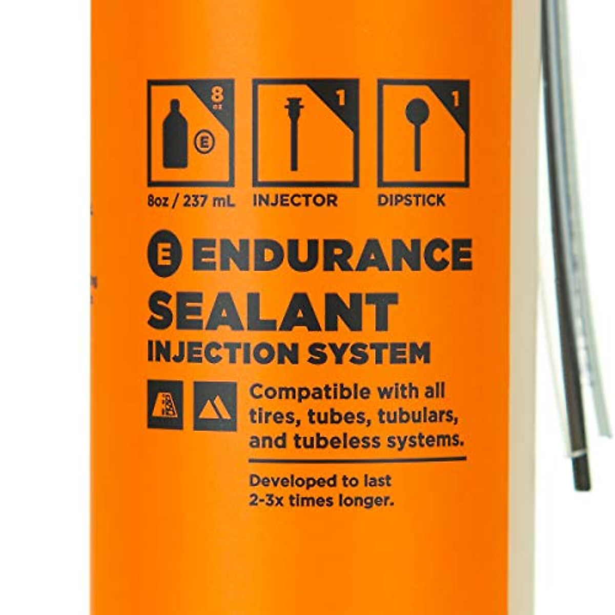 Orange Seal - Endurance Formula Tubeless Bike Tire Sealant with Injector | Long Lasting, Fast Sealing | for MTB, Road, CX and Gravel Bicycle Tires | 4oz w/Injector