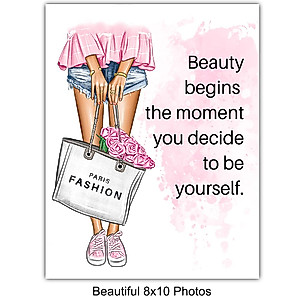 Inspiring Uplifting Encouragement Gifts for Women, Teen Girls - Glam Designer Wall Art - Inspirational Positive Quotes Wall Decor - Motivational Sayings Posters - Glamour Luxury High Fashion Quotes