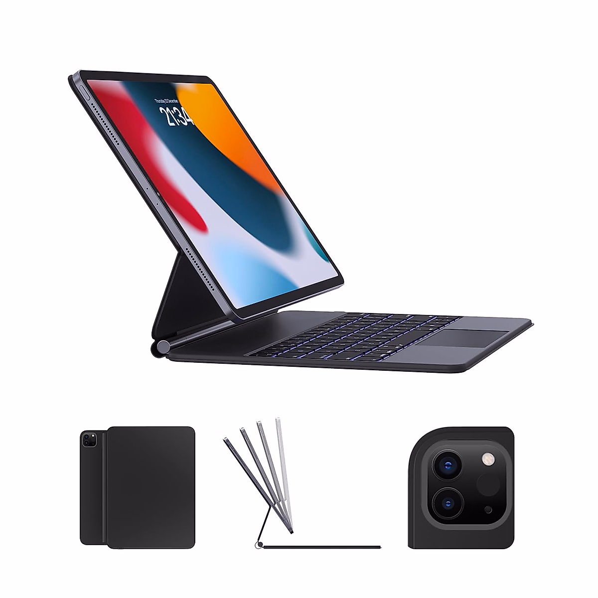 AUSDOM Magic-Style Keyboard Case for 2024 iPad Air 13(M2) and iPad Pro 12.9 (6th/5th/4th/3rd Gen), Magnetic Floating Wireless Backlit Rechargeable Bluetooth Keyboard with Multi-Touch Trackpad, Black