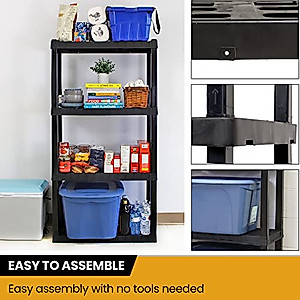Koolatron Oskar 4-Tier Storage Shelf, Heavy Duty Shelving Unit, 400lbs(14 x 30 x 57 inch), Multipurpose Organizer for Garage, Laundry Room, Utility Shed, Made in North America, Black