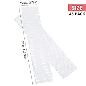 Ptanok 45 Pack Drawer Dividers, Plastic Adjustable Drawer Storage Organizer for Tidying Clutter Socks, Underwear, Makeup, Kitchen, Dresser White